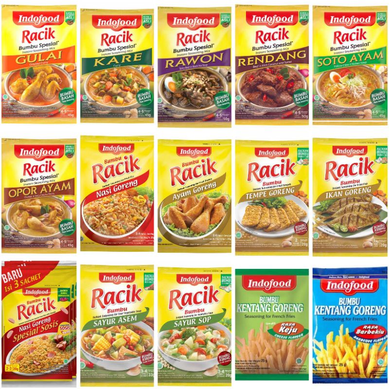 Indofood Racik Various Instant Seasonings Rendang Rawon Kare Opor Soto ...