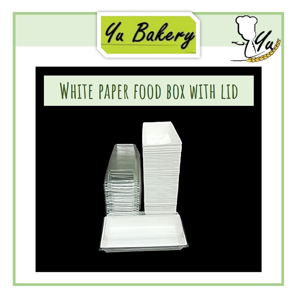 10pcs White paper food box/cake box/bread box with transparent lid ...