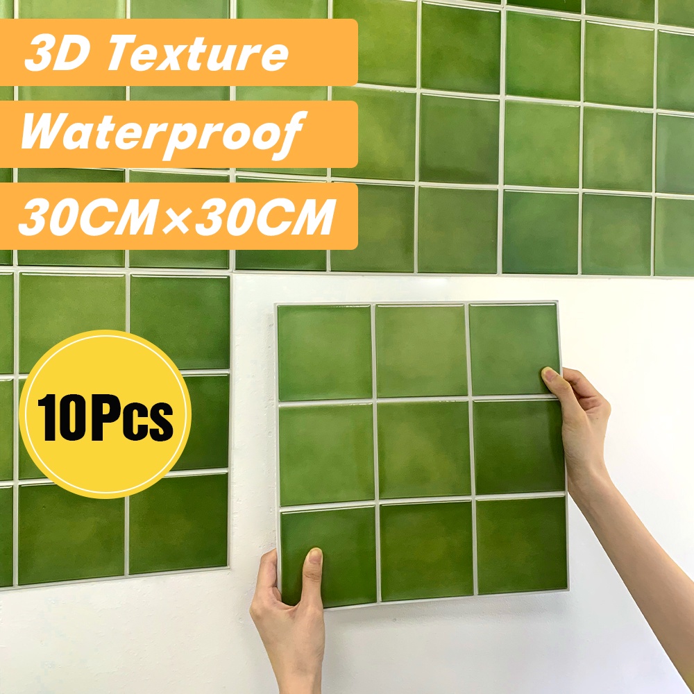 10Pcs | 3D Ceramic Tile Wall Sticker Self Adhesive 3D Wall Panel, DIY ...