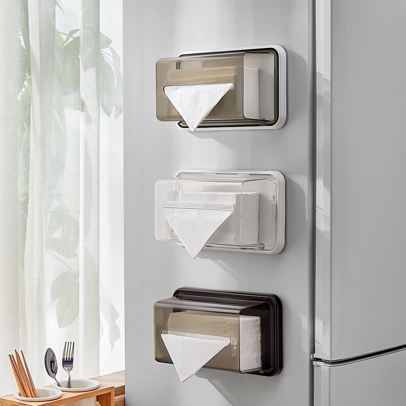 [Ready Stock] Magnetic tissue box Refrigerator storage box Transparent ...
