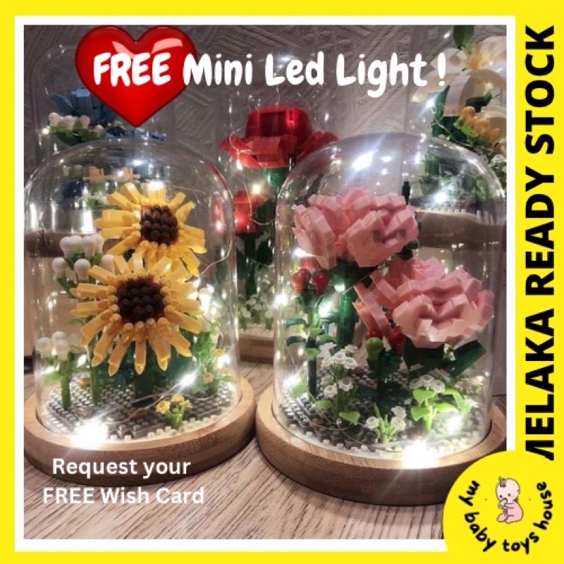 WISE HAWK Flower Bouquet Mini Block Eternal Flower Decoration Building ...