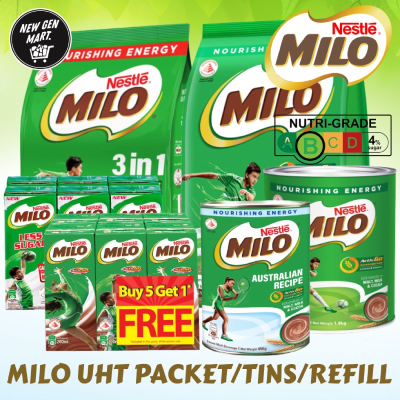 [Nestle] SG MILO Tin 1.4kg / Refill 900g / 200ml x 24 Packs ...