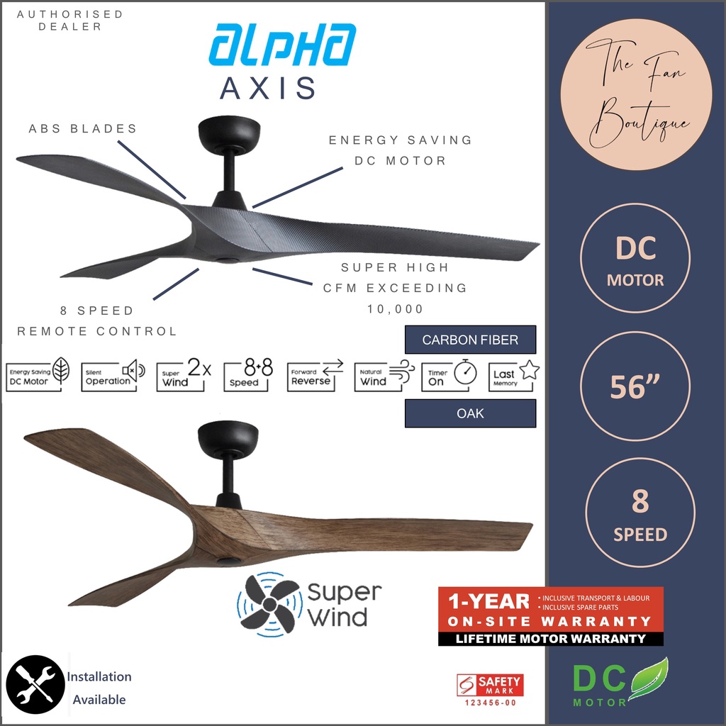 [New Launch] Alpha Axis 56" Super Wind DC Motor Ceiling Fan with 8 ...