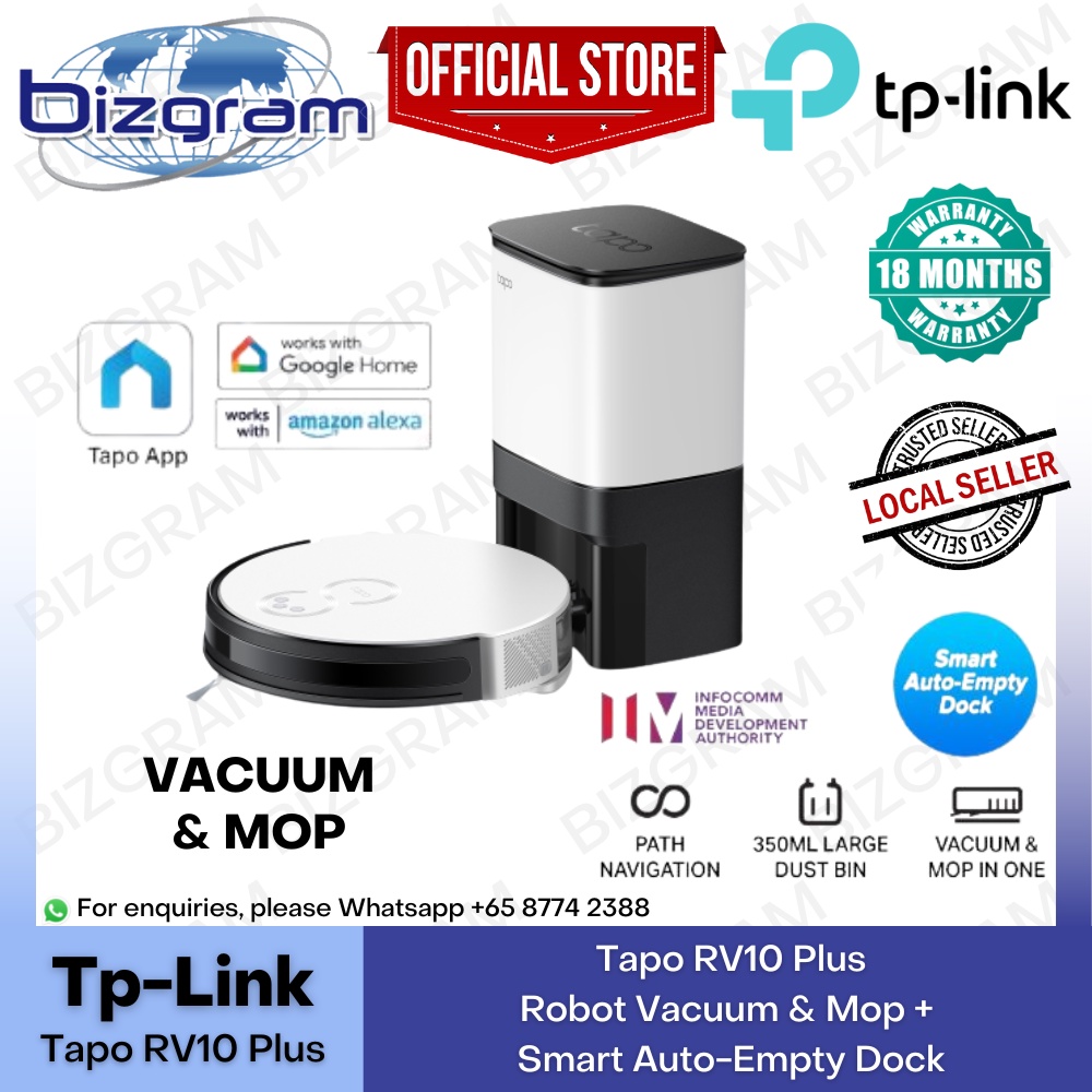 TP-Link Robot Vacuum Cleaner Tapo RV10 Series Strong Power Suction ...