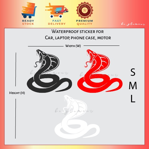 King Cobra sticker snake ular stiker reflective waterproof cahaya Car ...