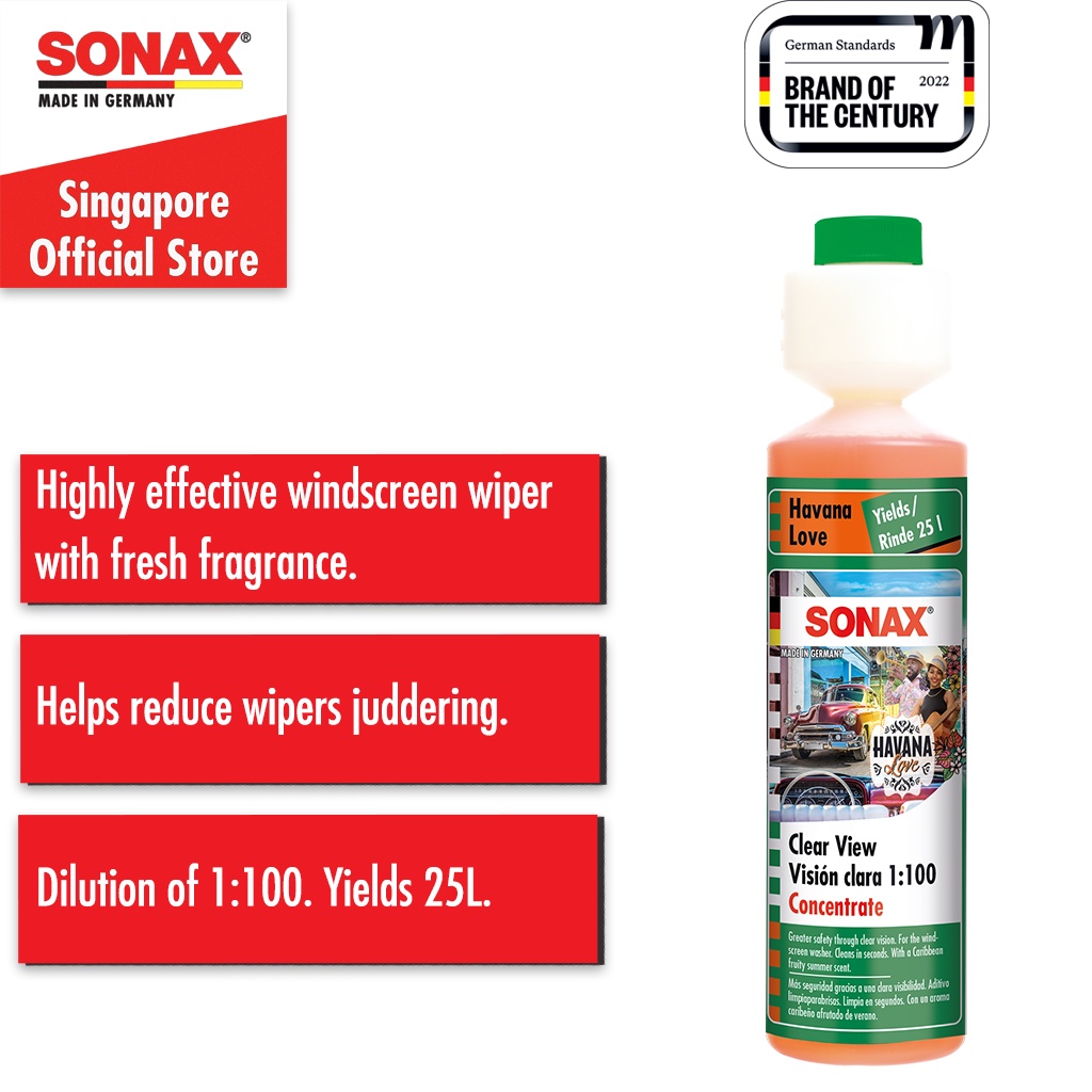 Sonax Havana-Love Clearview Wiper Wash 1:100 Concentrate 250ml | Shopee Singapore