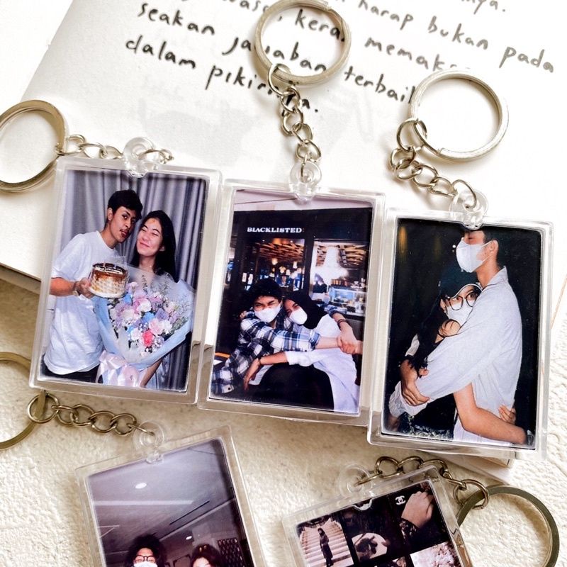 GANTUNGAN CUSTOM KEYCHAINS PHOTO POLAROID AESTHETIC WRITING ACRYLIC ...