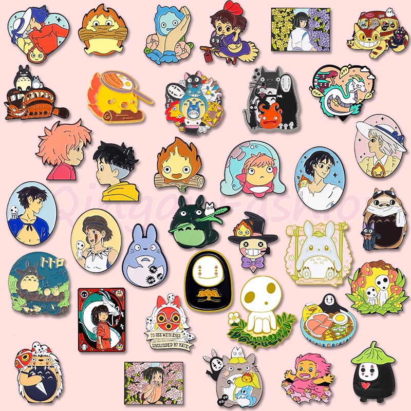 Childhood Anime Enamel Pins Mononoke Chihiro Haku Totoro Brooch Lapel ...