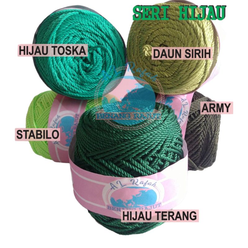 HIJAU Green Series Glossy POLY Knitting Yarn (Choose Color) | Shopee ...