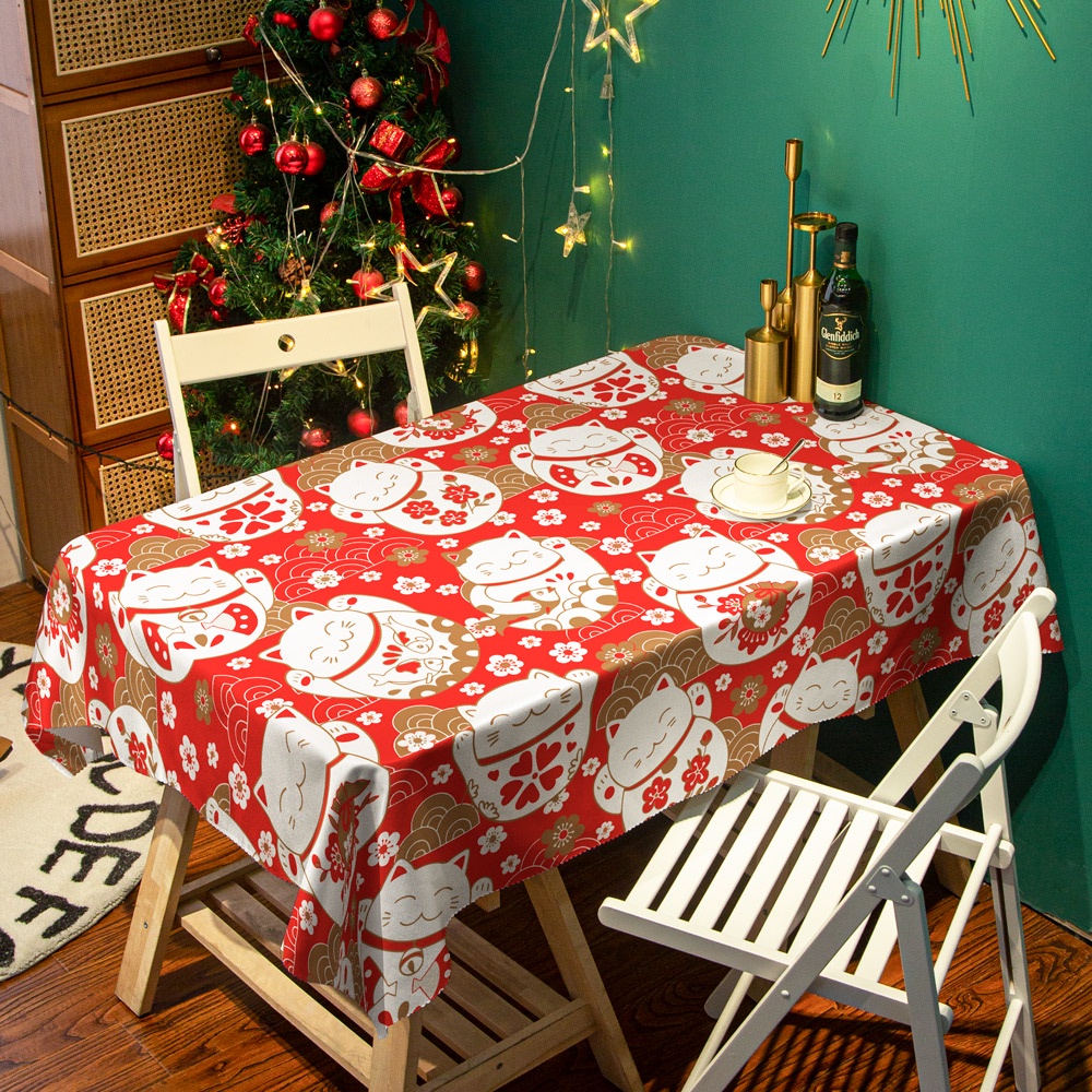 Chinese New Year Tablecloth Happy Red Waterproof Table Cloth Ins New ...