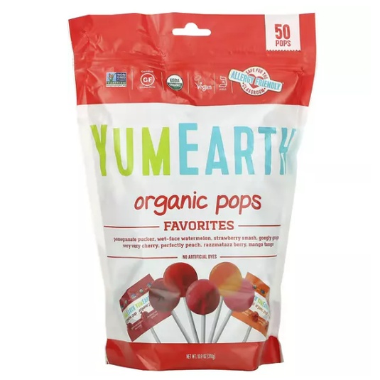 YumEarth, Organic Pops, Favorites,50 Pops,10.9 oz (310 g)/YumEarth ...