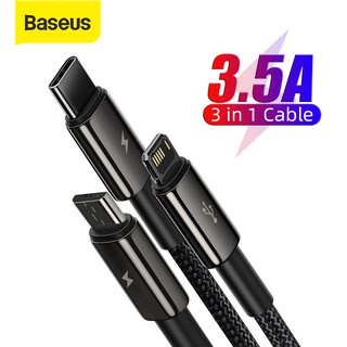 Baseus 1.5M 3 in 1 USB Type C Cable For iPhone 13 Pro Max 12 Micro USB ...