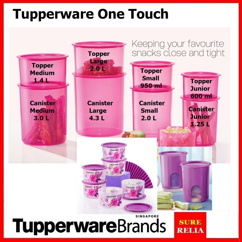 SG Local Authentic Tupperware One Touch Food Container 600ml 950ml 1.25L 1.4L 2.0L 3.0L 4.03L ...