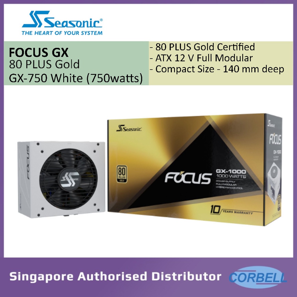 SEASONIC FOCUS GX-750 WHITE EDITION 750W PSU 80 Plus Gold/Fully Modular ...
