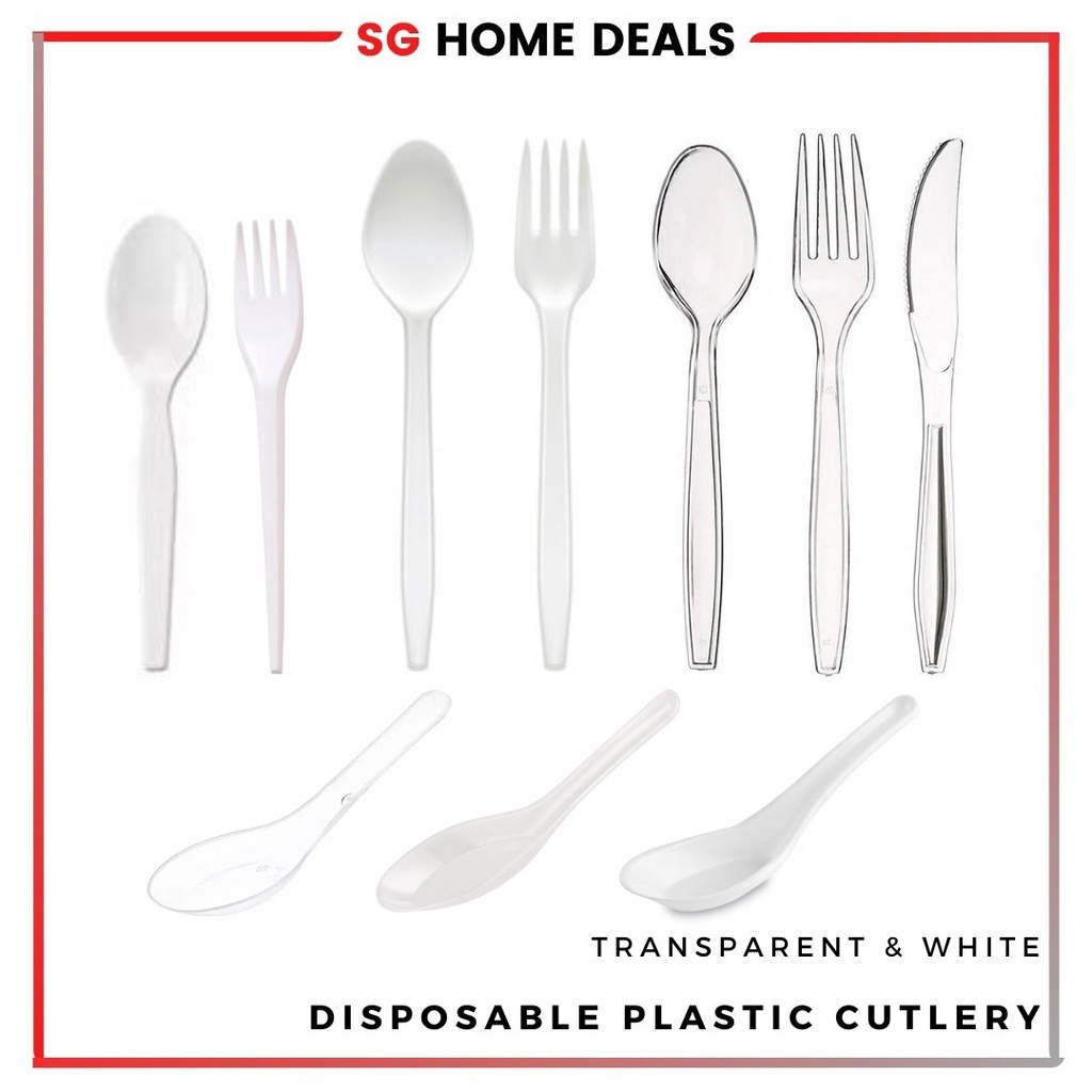 50 Pcs Disposable Spoon Fork Knife Chopstick Cup / Disposable Plastic ...
