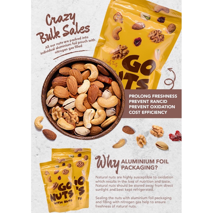 [Healthy Nuts]Raw/Roasted/Baked Jumbo Cashew Nuts -1kg (500g x 2 packs) | Shopee Singapore
