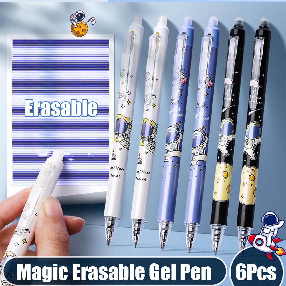 6Pcs Cartoon Astronaut Magic Erasable Gel Pen 0.5mm Press Style ...