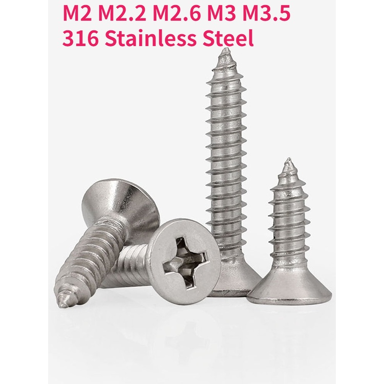 M2 M2.2 M2.6 M3 M3.5 316 Stainless Steel Cross Countersunk Head Self ...