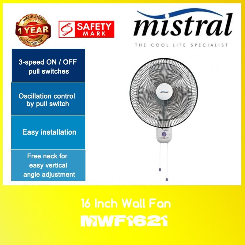Mistral MWF1621 16 Inch Wall Fan WITH 1 YEAR WARRANTY | Shopee Singapore