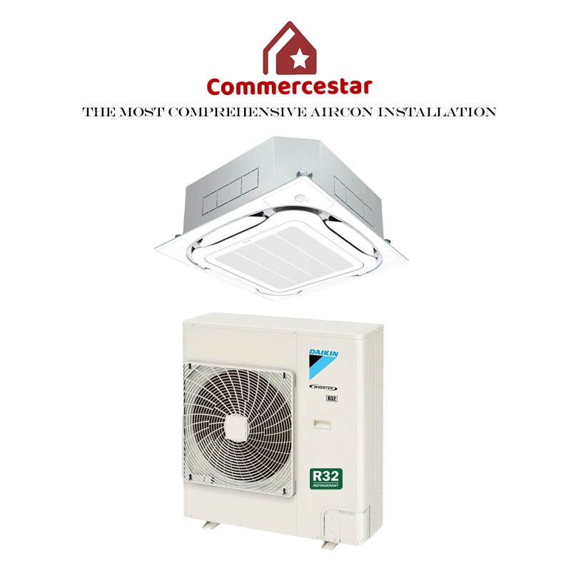 DAIKIN INVERTER R32 CEILING CASSETTE UNIT AIRCON INSTALLATION (18K BTU ...