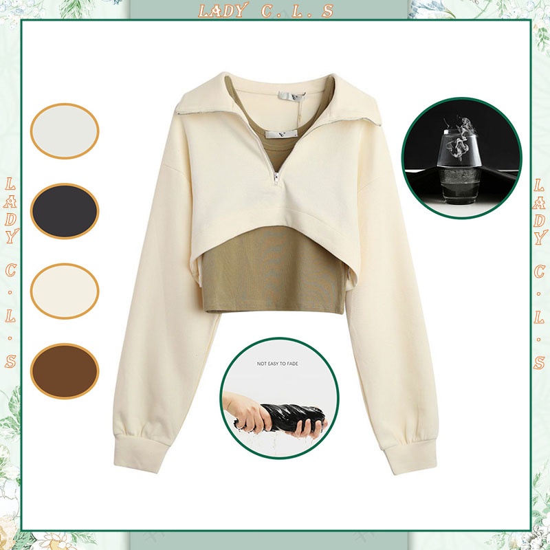 Sweatshirt Cotton Two Piece Set Short Smock Blouse Women Sweatshirt ...
