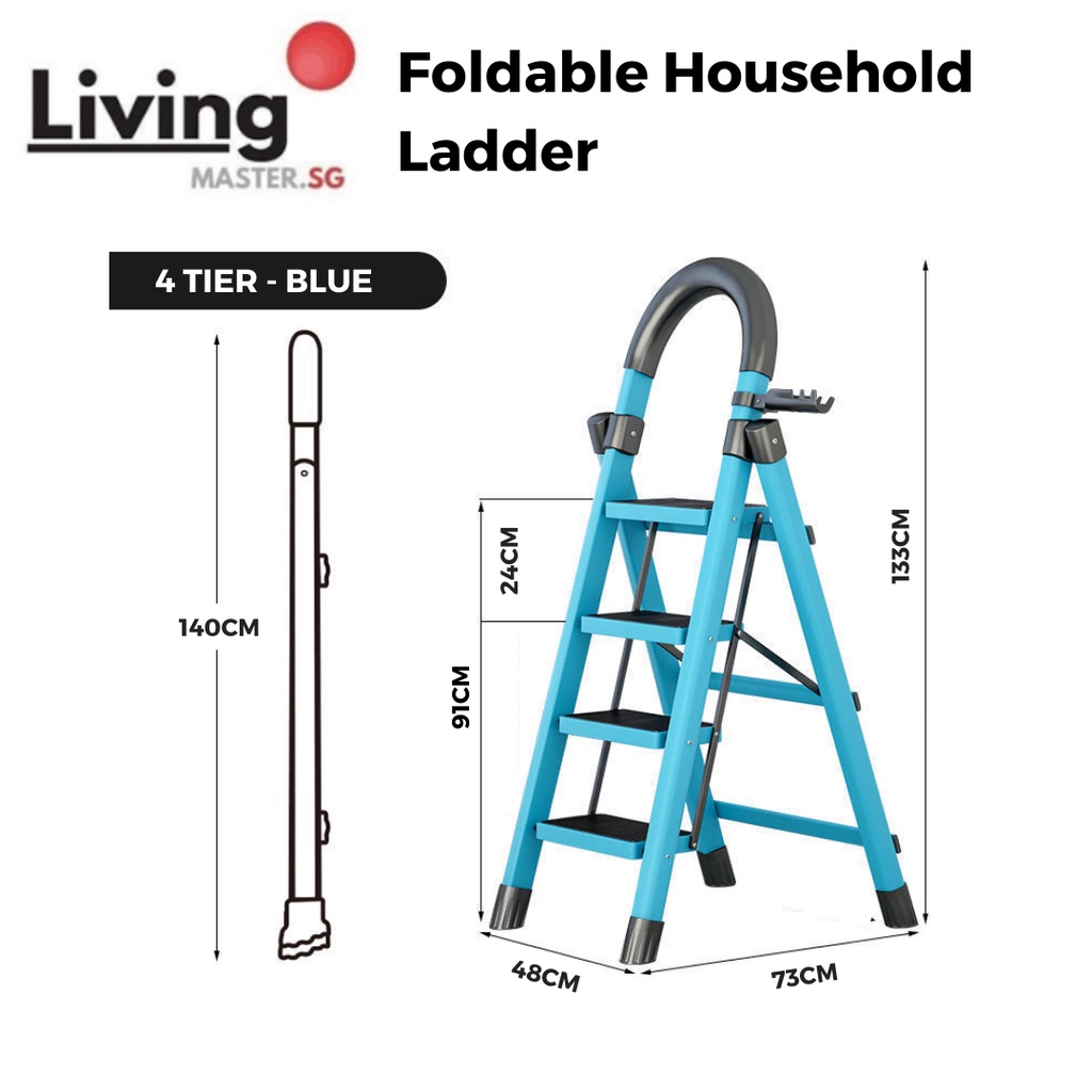 Stool Step Foldable Ladder - 4 Tier Household Office Ladders ...