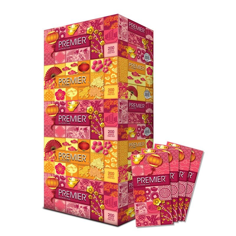 Premier facial tissue(CNY) 2ply, 200 sheet ,5 Boxs | Shopee Singapore