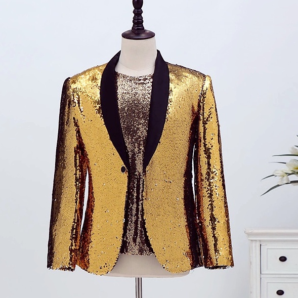 SG SELLER Gold sequins Stage outfit men blazer designs jacket singers ...