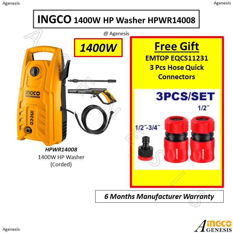 INGCO 1400W High Pressure HP Washer HPWR14008 | Shopee Singapore
