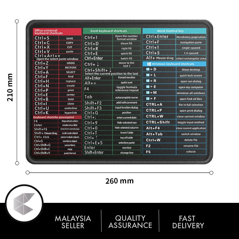 [SG SELLERG] Gaming Mouse Pad Keyboard shortcut, Excel, Word and PPT ...