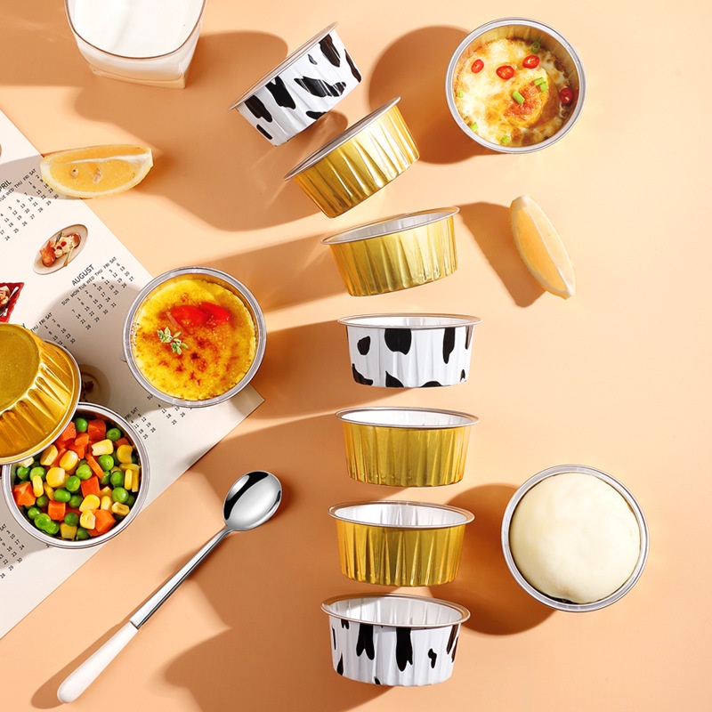 10PCS Reusable Aluminum Foil Tin Cup Pudding Cake Mold Air Fryer ...