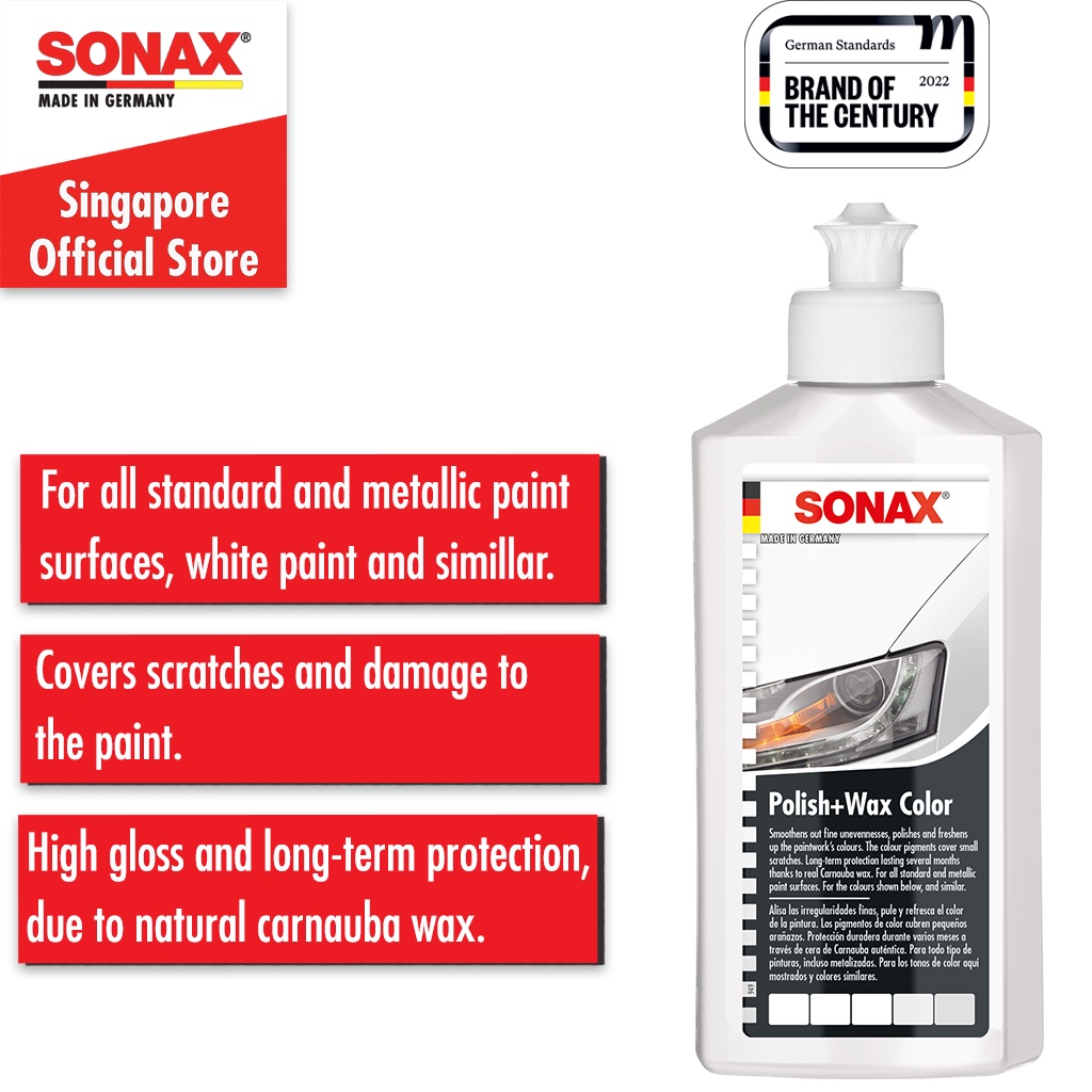 Sonax Polish + Wax Colour White for White Cars 250ml | Shopee Singapore