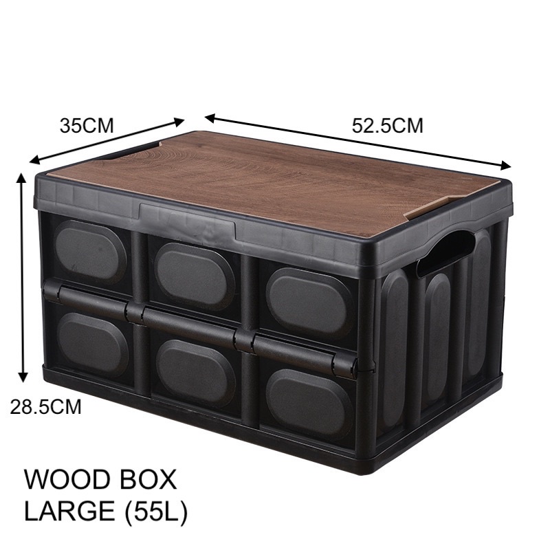 FOURTHROOM | Collapsible Foldable Easy Open Storage Box w Wood Top 30L ...
