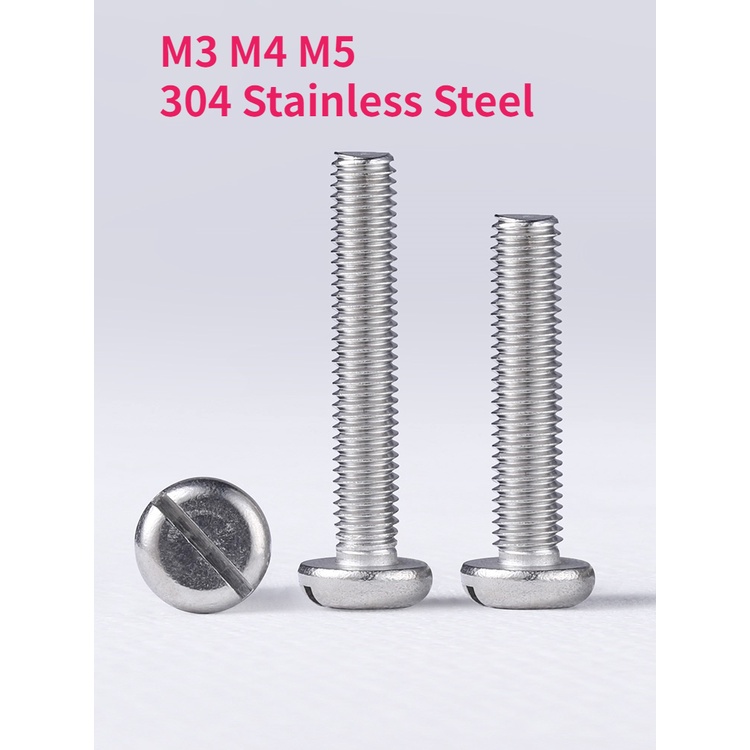 M3 M4 M5 304 Stainless Steel GB67 Slotted Pan Head Round Head Screw Bolt | Shopee Singapore