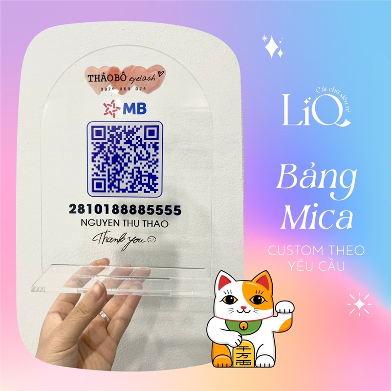 Mica board with QR code and account number printed - mica base - Made ...