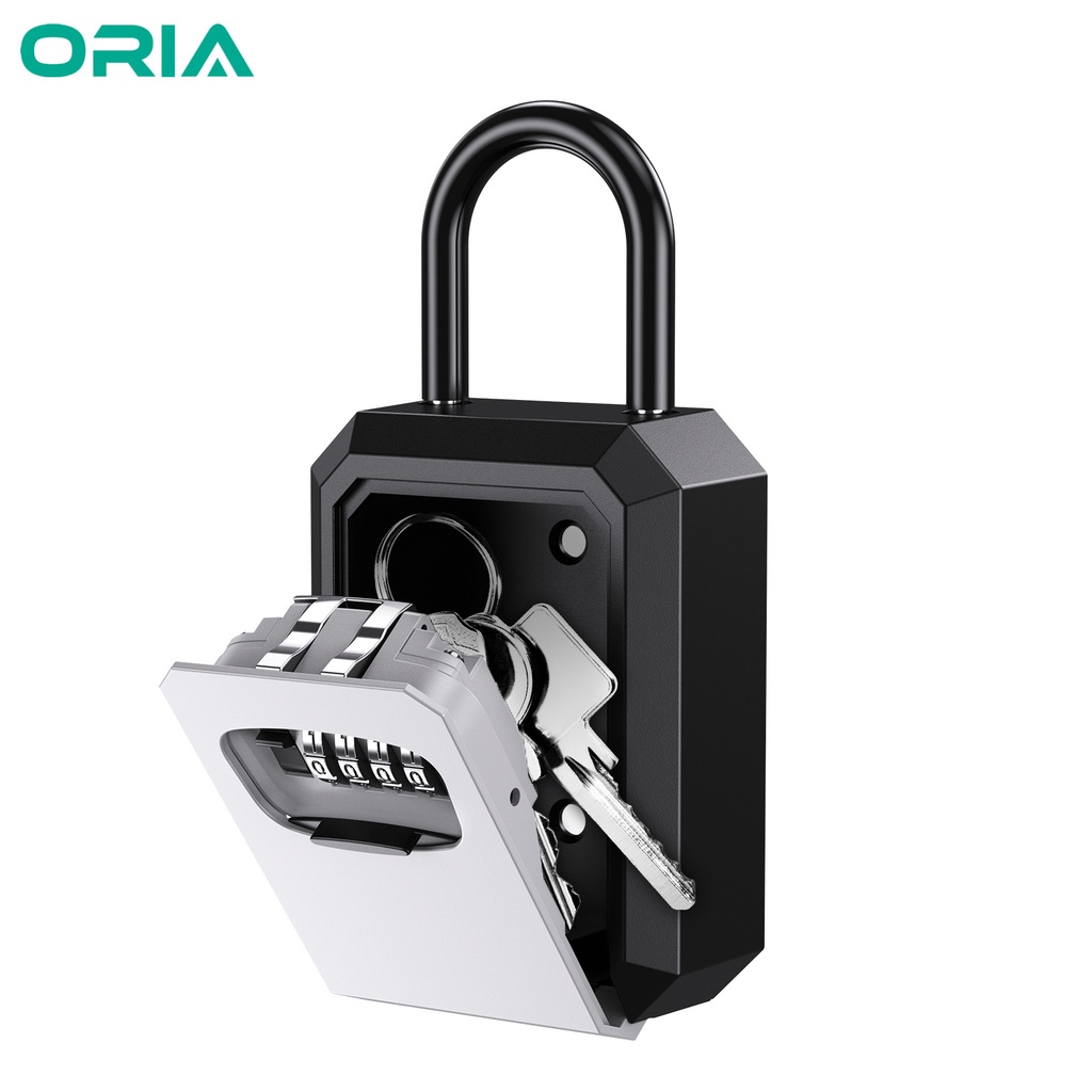 ORIA 4-Digit Combination Lock Box Hanging & Wall Mounted Keys Storage ...