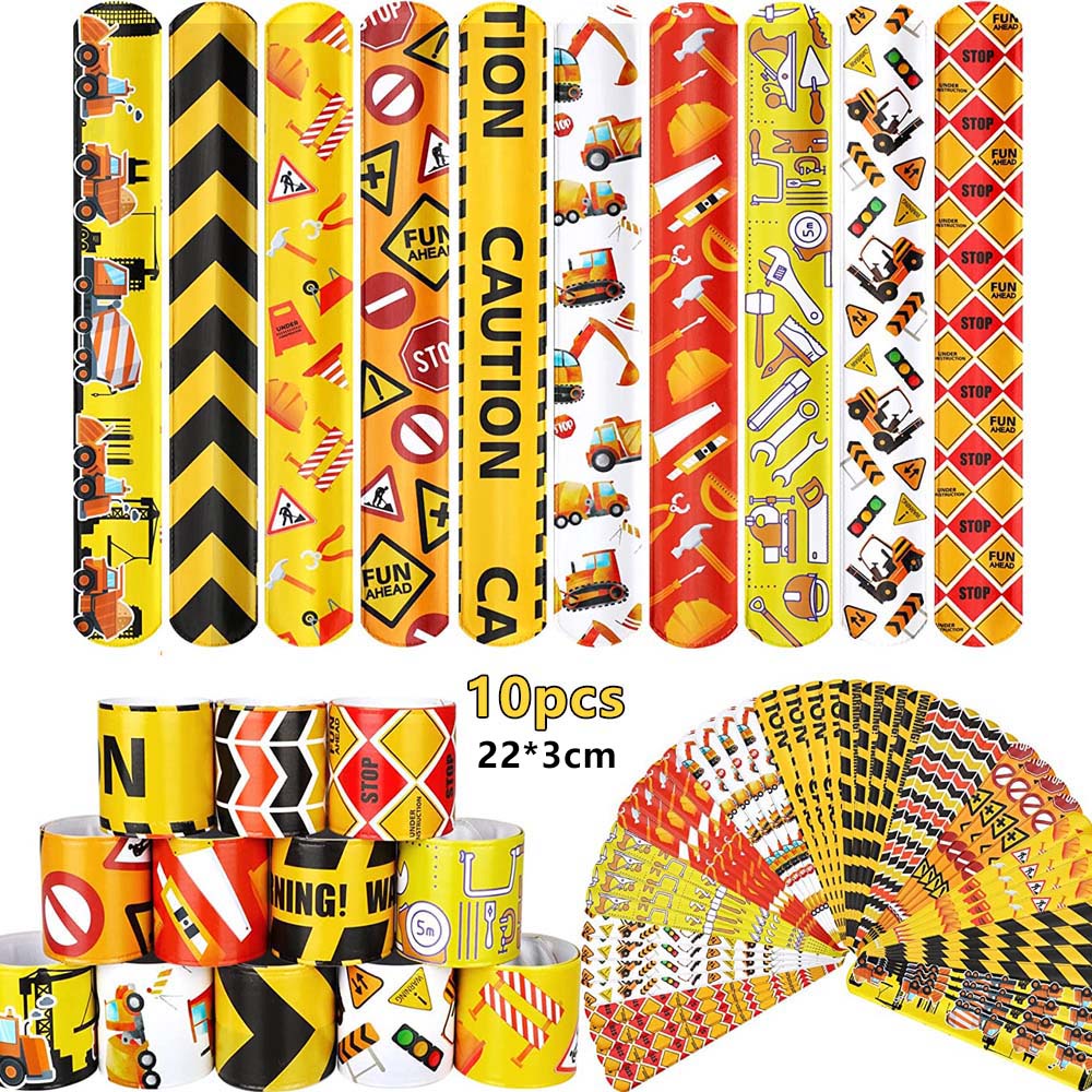 10pcs Construction Theme Slap Bracelet Wristband Toys for Kids Boy ...