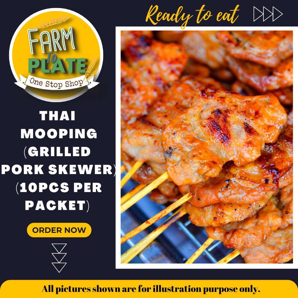 [Farm To Plate] Thai Mooping 10pcs per pack / Gaiping / Grilled Pork Skewer BBQ / Chicken Skewer ...