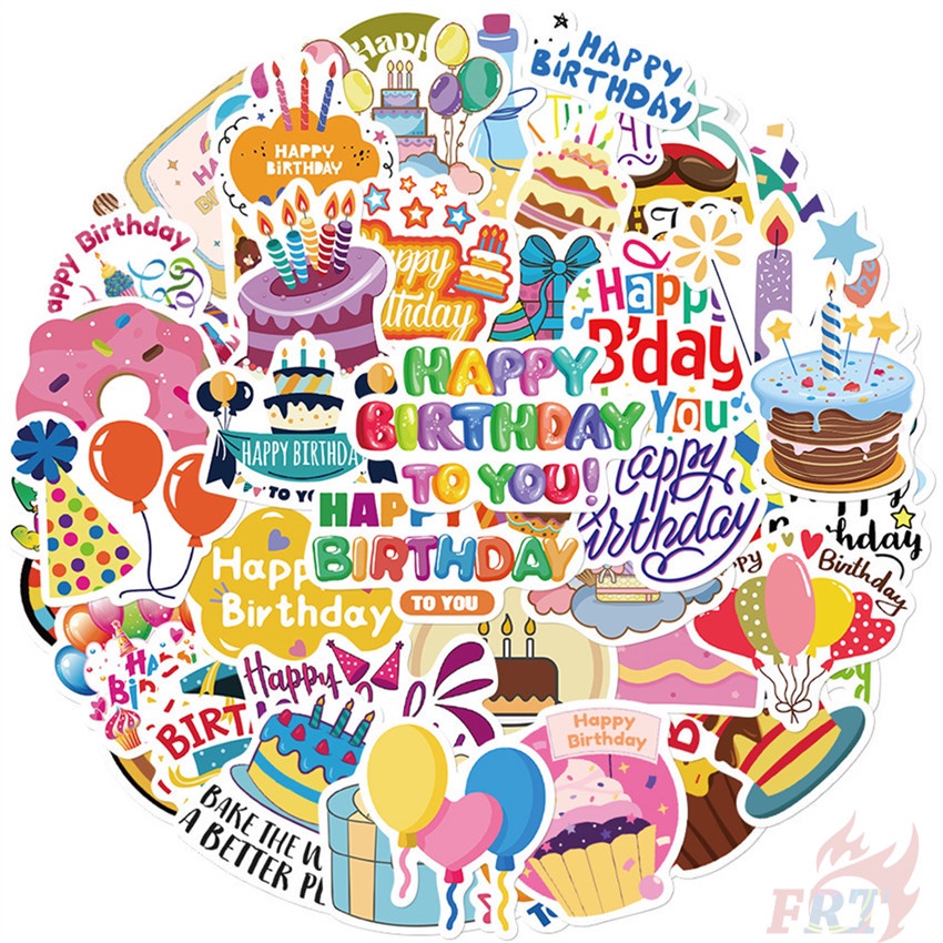 50Pcs/Set Happy Birthday Series 01 Stickers DIY Fashion Waterproof ...