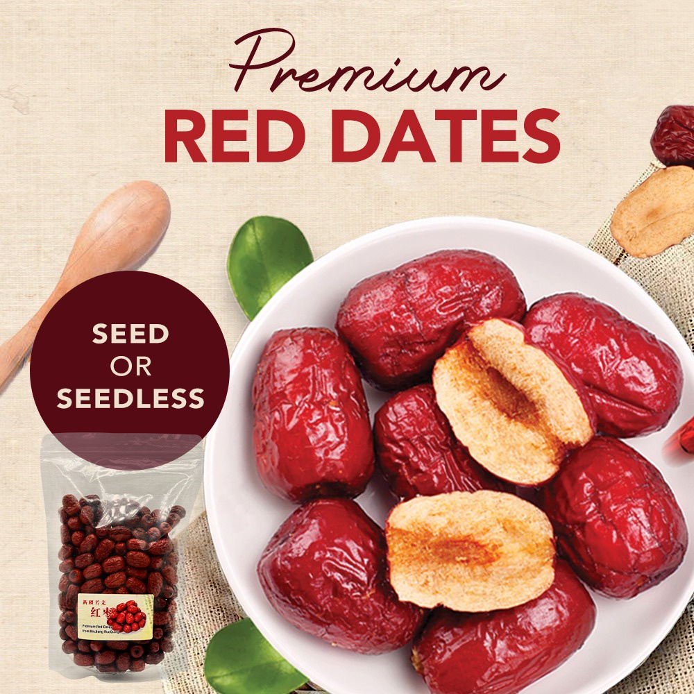 Premium Xinjiang Red Dates (With Seed/Seedless)[若羌红枣(有核/无核)] - 500g ...