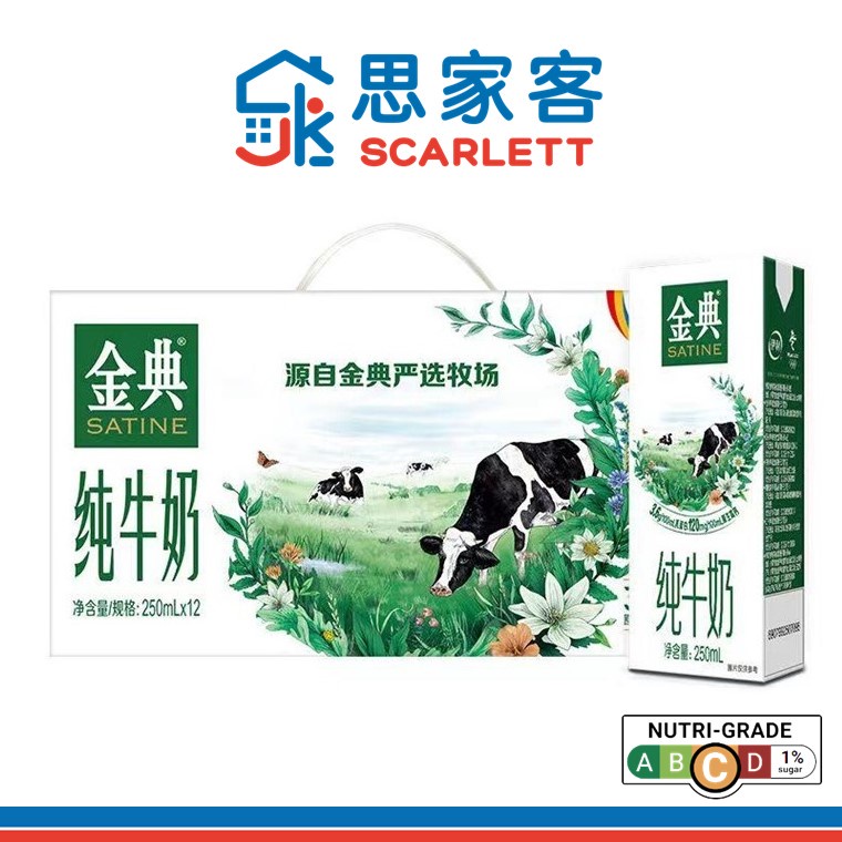 Yili SATINE Pure Milk (CTN) 伊利金典纯牛奶 (箱) 250ml x 12 | Shopee Singapore