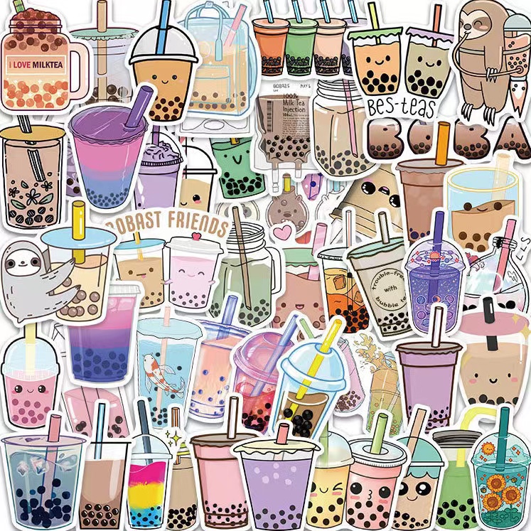 【50pcs】 Bubble Milk Tea Stickers Ins Creative Cute Stickers Laptop ...