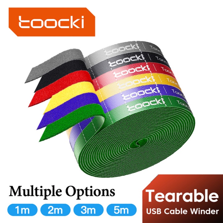Toocki 1M-5M Tearable Velcro straps Cable Organizer Self Adhesive ...