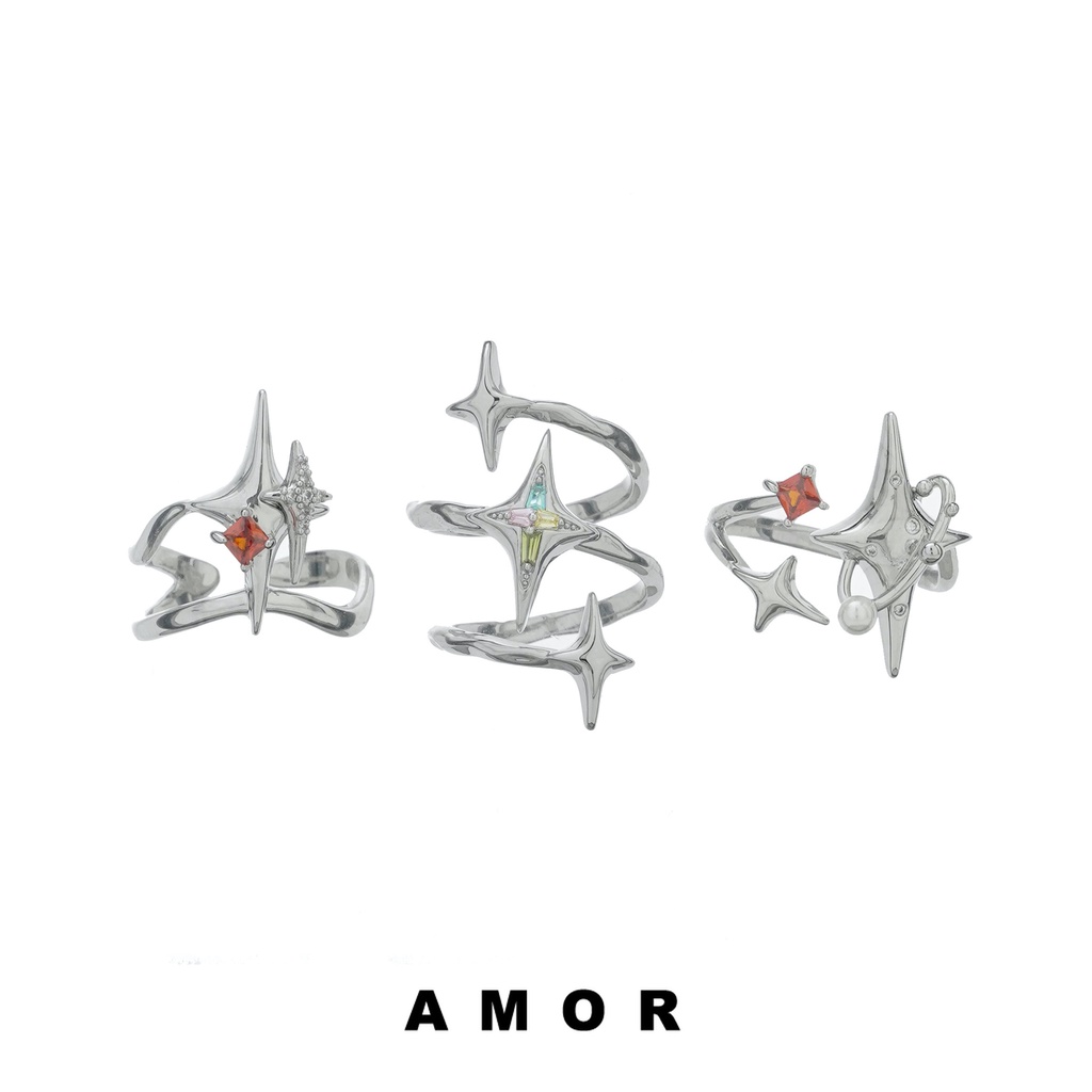 Y2K Ring set Astral ring Minority design Open adjustable ring | Shopee ...