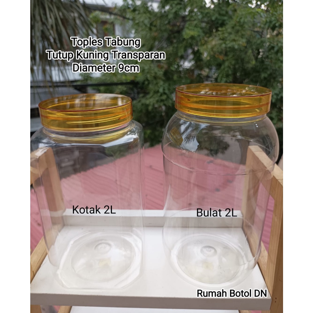 2 LITER SQUARE & TUBE JAR WITH YELLOW CLEAR LID (PET) | Shopee Singapore