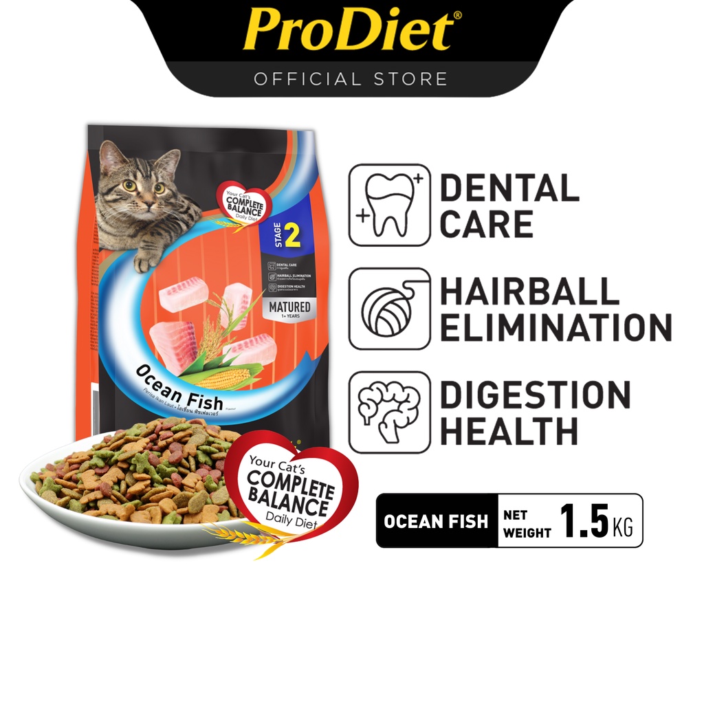[ProDiet] Dry Cat Food Adult - Ocean Fish 1.5Kg | Shopee Singapore