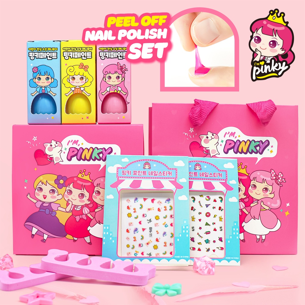 I'm Pinky Kids Nail Polish Sticker Set Mini Box Gift Wrapped Non Toxic ...