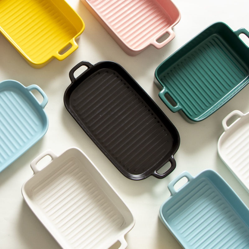 Sheli Creative Ceramic Ovenware Binaural Baked Rice Plate Oven ...