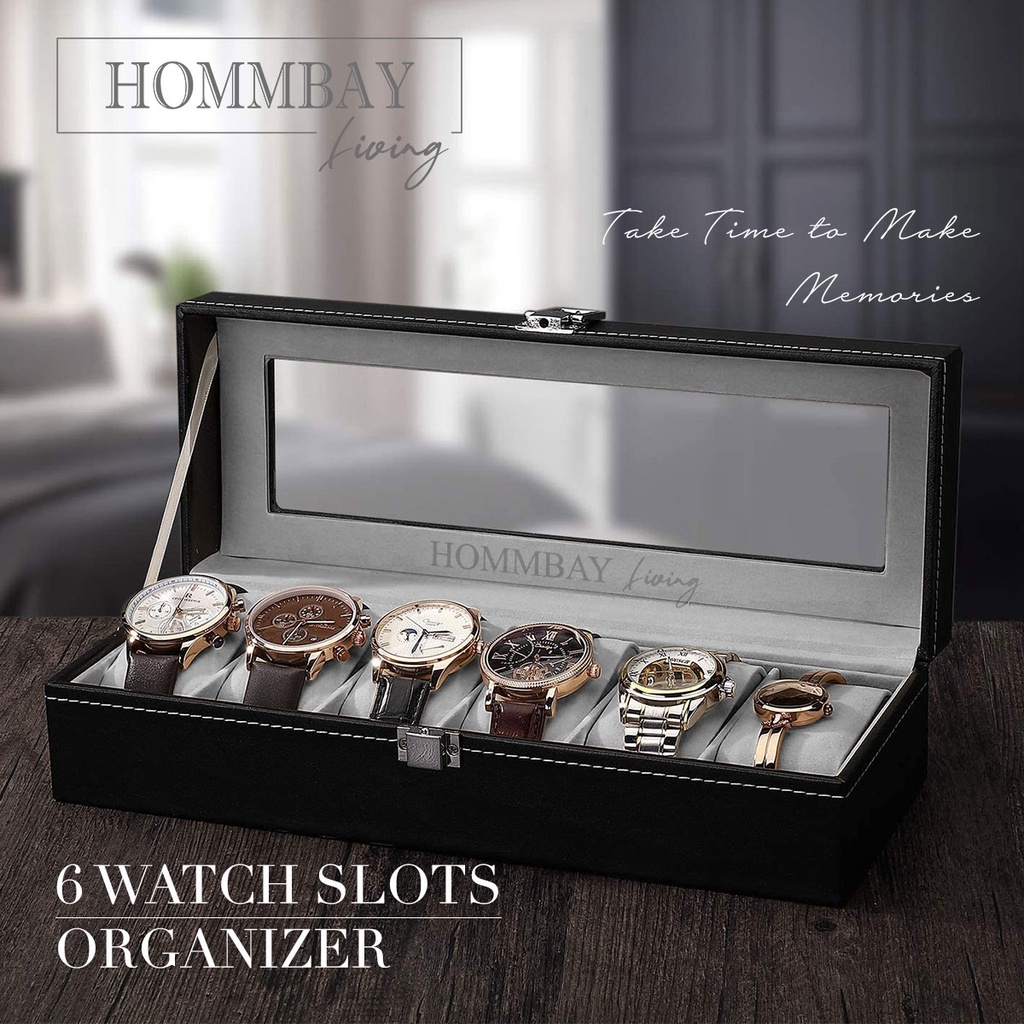 [SG] 6/10/12 Slots Glass Top Watch Box Storage Case Jewelry Display Box ...