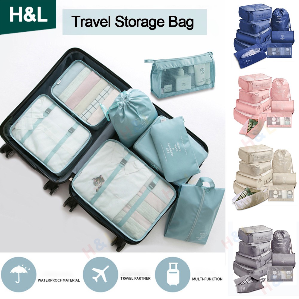 🚚SG Seller🚚8 Pcs Travel Organizer Bag Waterproof Travel Bag Duffel Bag ...
